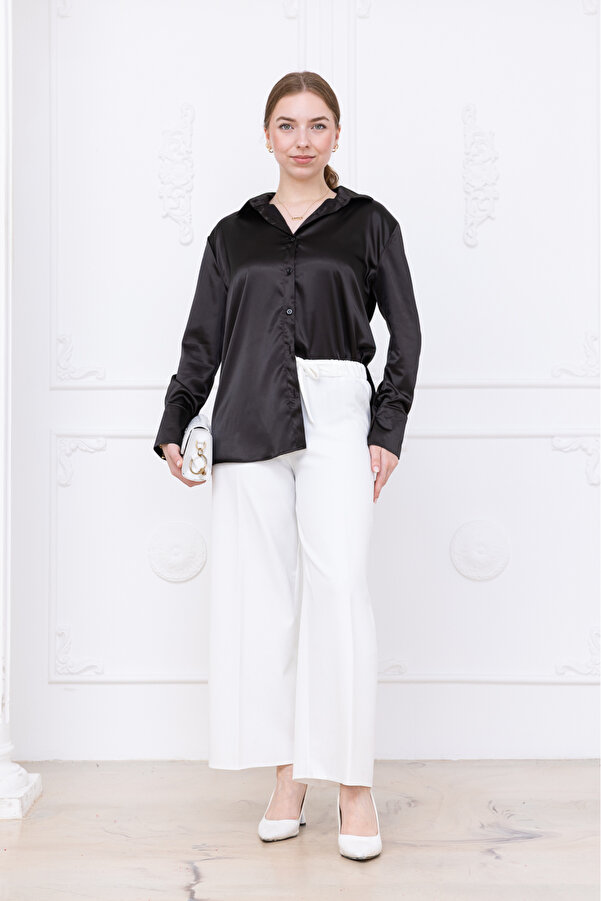 MyRia Women's Elastic Waist Rope Detailed Wide Leg Trousers- Trendyol