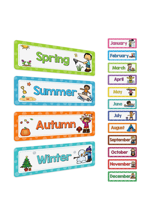 Choice Month And Season English Words Learning Cards Subject Titles For ...