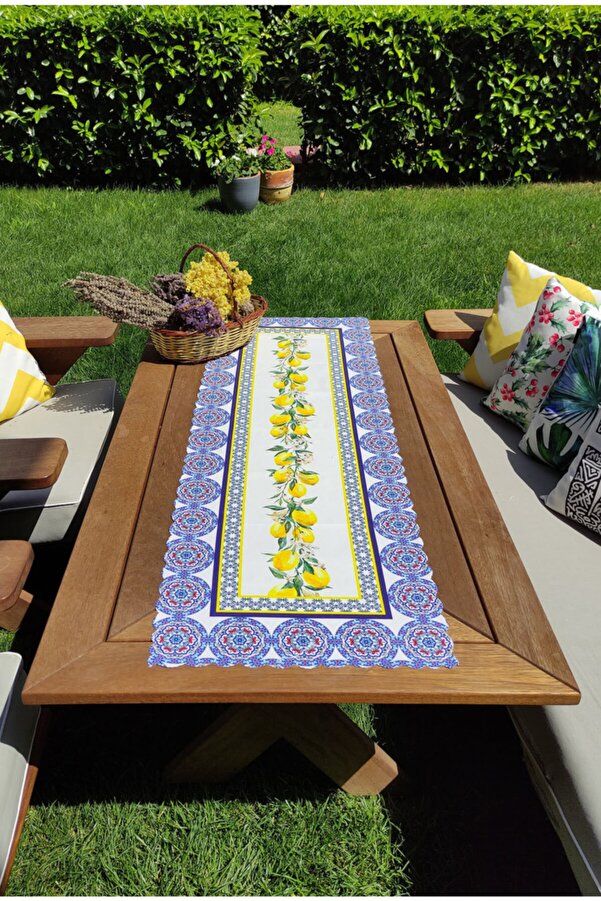 Alize Home Laser Cut Runner with Side Tile Pattern and Lemon in the ...