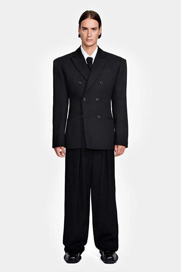 LOUIS GABRIEL NOUCHI JACĂ CU DUBLĂ NUTRU - - NEGRU, L- Trendyol