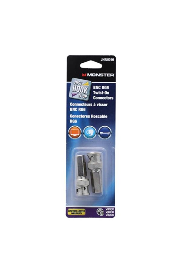 Generic Monster Jhiu 2-Piece BNC RG6 Twist-On Connector Set Silver ...