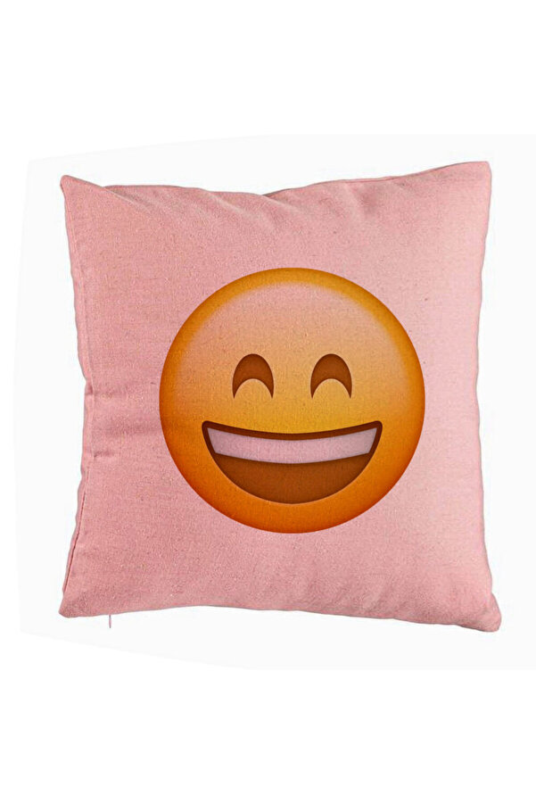 BEKZ Față de pernă, model emoji fericit, 40x40 cm, roz- Trendyol