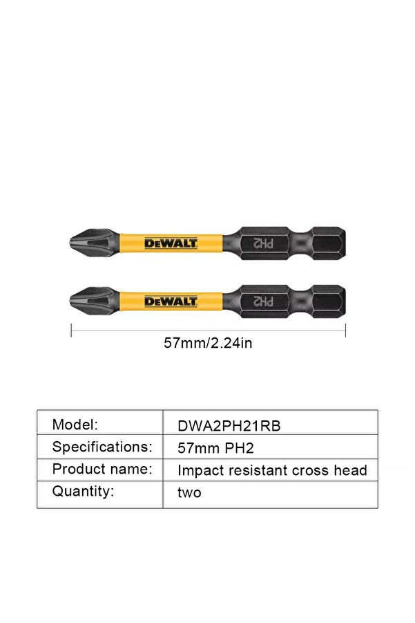 Dewalt DWA2PH21RB 2PCS Impact Screwdriver Bits 2/5/10PCS PH2 57mm ...