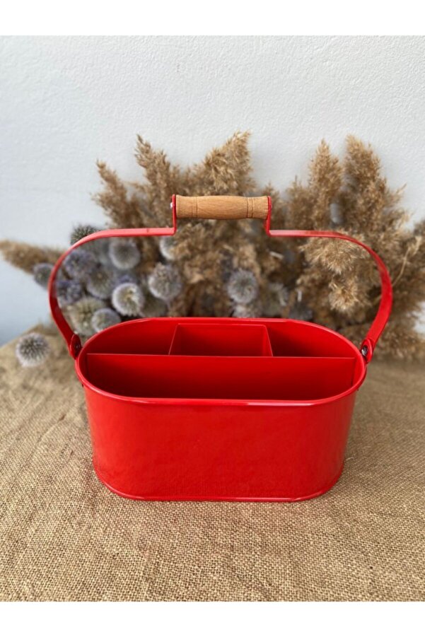 Handmadesign Red Organizer Organizer Basket with Galvanized ...