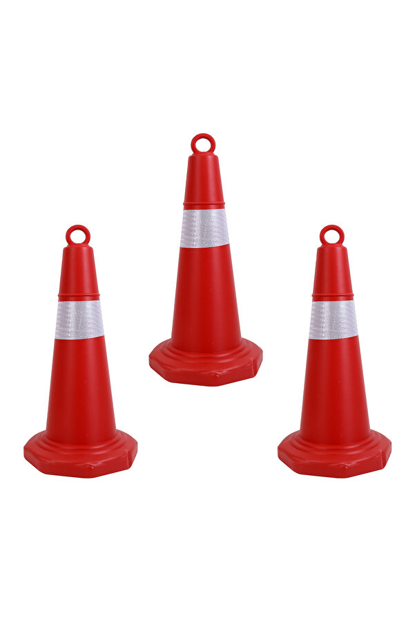 Lawazim Traffic Cone Set - 3pcs 66cm Stackable Cones with Reflective ...
