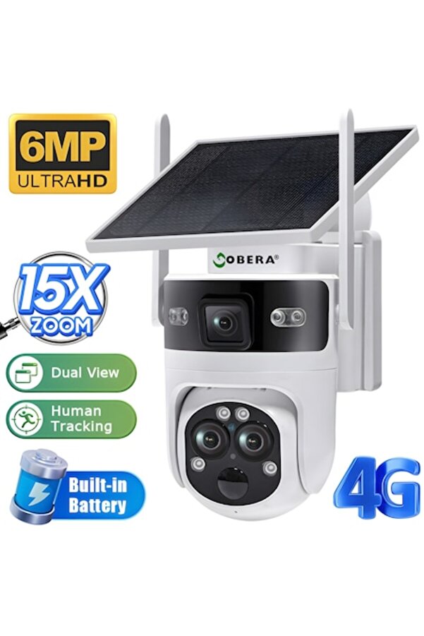 goBERA goBERA 3-Lens Solar Surveillance Camera, 15X Hybrid Zoom, 4G, 5W ...