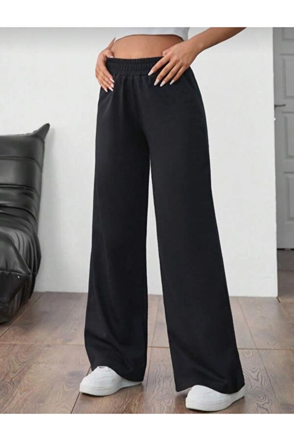 belean Дамски черен спортен долнище с широка кройка, гъвкава и удобна ...