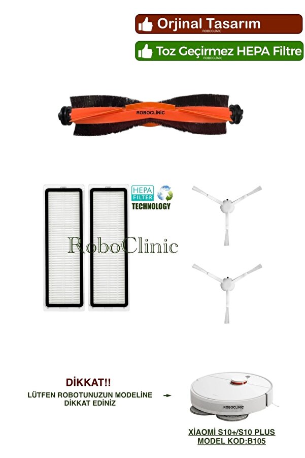 Roboclinic Xiaomi Robot Vacuum S10+ / S10 Plus Robot Vacuum Cleaner Compatible Replacement Brush ...