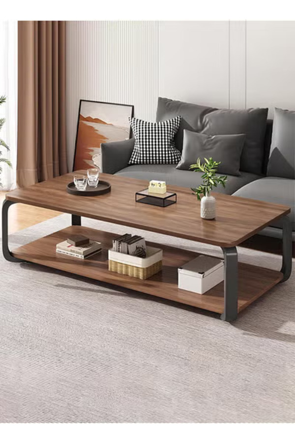 Taimi Wooden Coffee Table Modern Design with Double Layer Storage Space ...