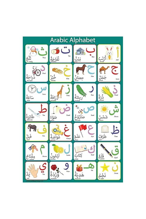 Generic bpa Laminated Arabic Alphabet Poster Perfect for Toddlers Kids ...
