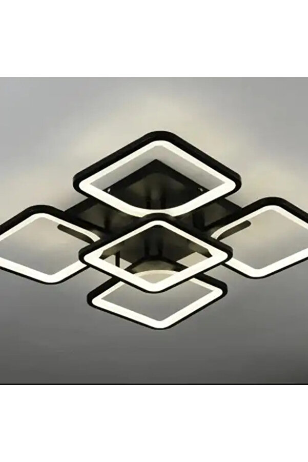 LED CONCEPT Lustra LED cu 3 tipuri de lumina si telecomanda, neagra ...
