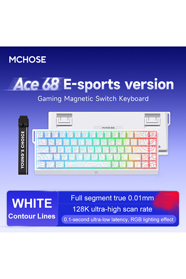 Choice مفتاح مغناطيسي ACE68-خط أبيض MCHOSE ACE68 ACE60 Pro لوحة مفاتيح مغناطيسية سلكية ميكانيكية ...