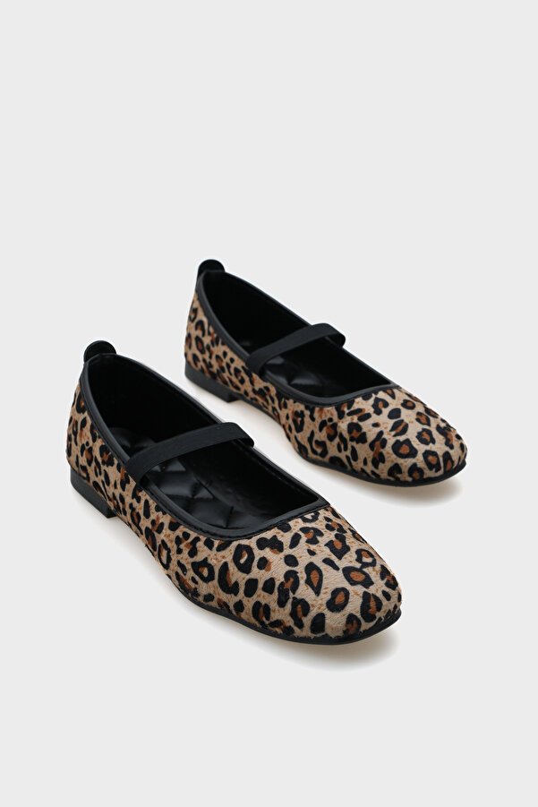 Capone Outfitters Women's Rubber Banded Leopard Ballerinas- Trendyol