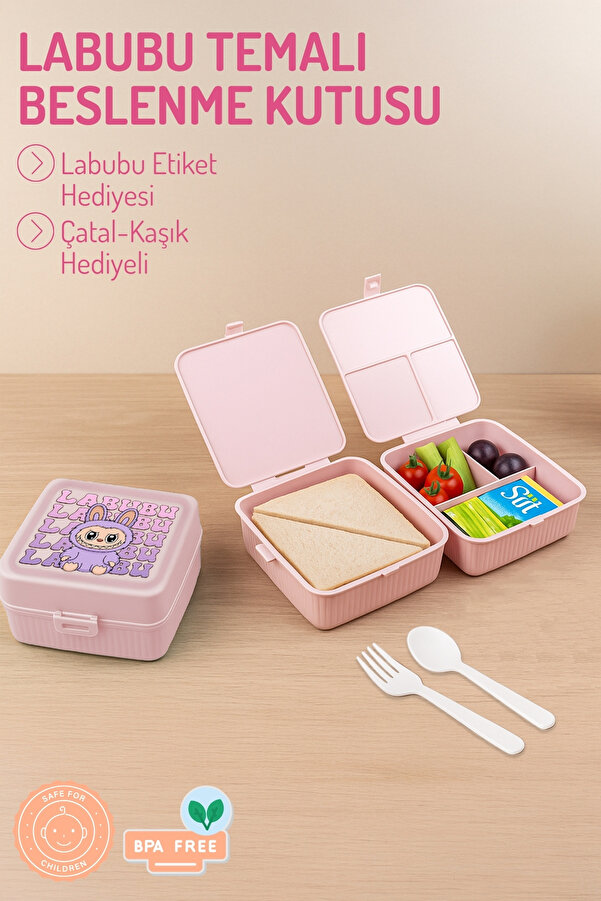 Nandy Home Labubu Label Gifted 4-Compartment Layered Lunch Box - with ...