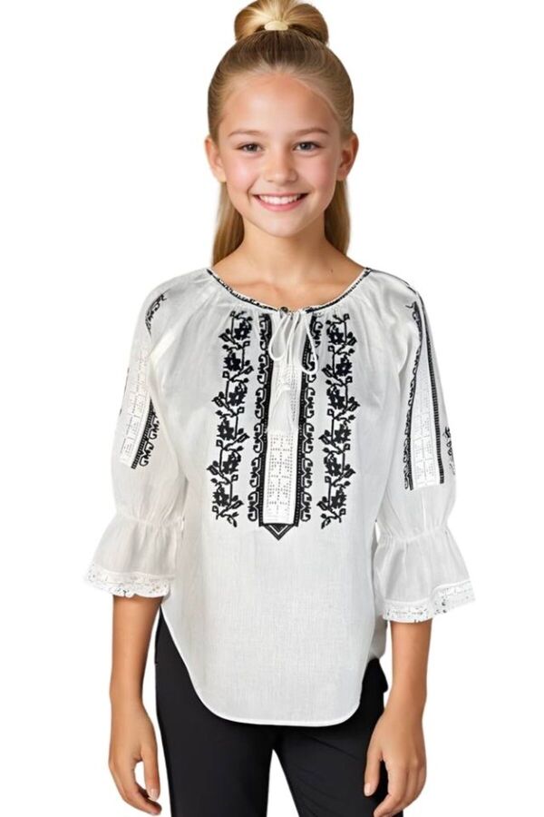 rody's forever Girls' blouse FS25 white/black, 4 years 100 cm- Trendyol
