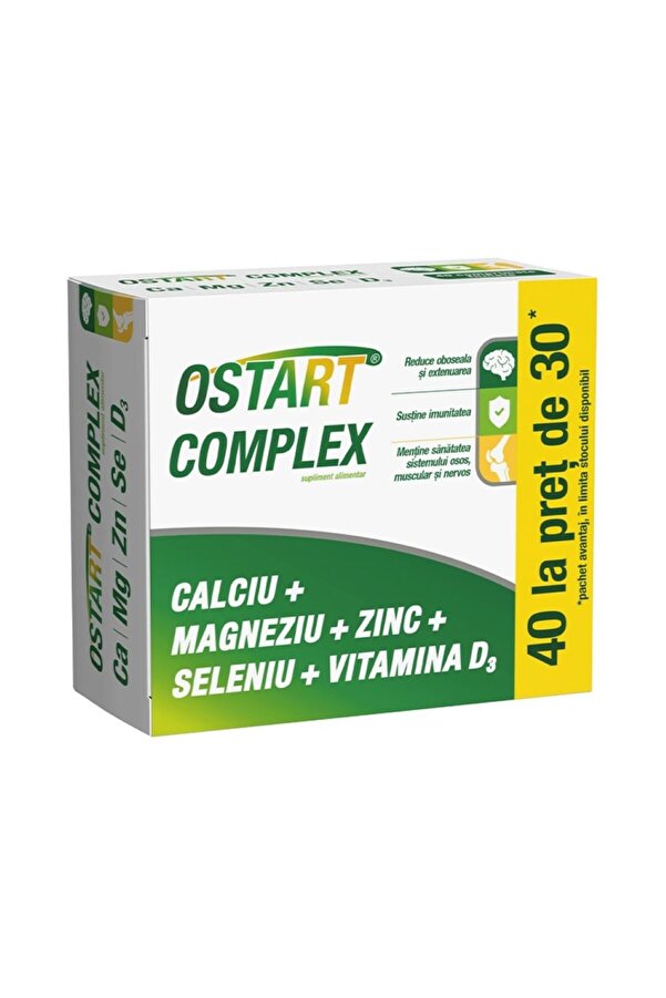 Fiterman Pharma Ostart Complex Ca + Mg + Zn + Se + D3, 40 comprimate ...