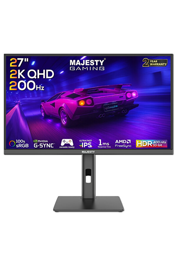 majesty Gaming Monitor 27 inch - QHD 2K, 200Hz, 1ms, FAST IPS, HDR400 ...