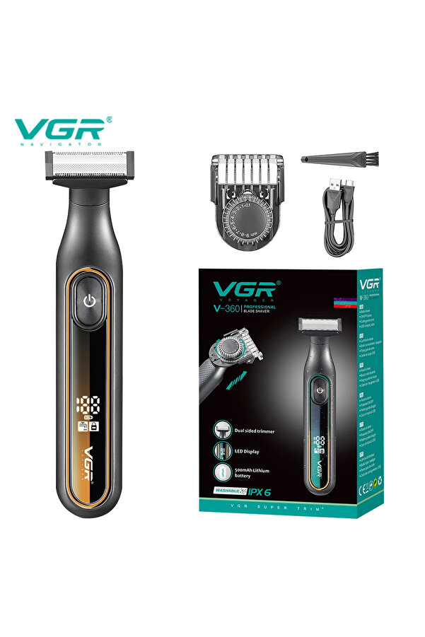 Choice مجموعة حلاقة احترافية USB VGR V-360 مزودة بشاشة LED رقمية ذكية وماكينة حلاقة للرجال ...