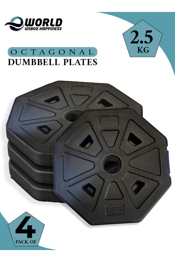 Eworld 2.5KG Octagonal Dumbbell Plates Set of 4 , Total 10KG, Non ...