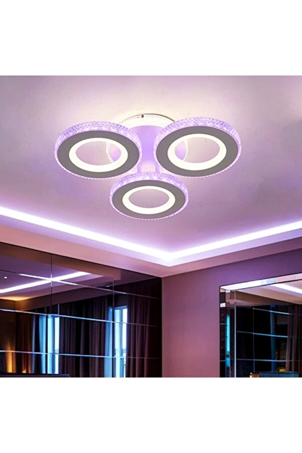 LED CONCEPT Lustra LED smart cu telecomanda si trei tipuri de lumina plus RGB, 76W, dimabila ...