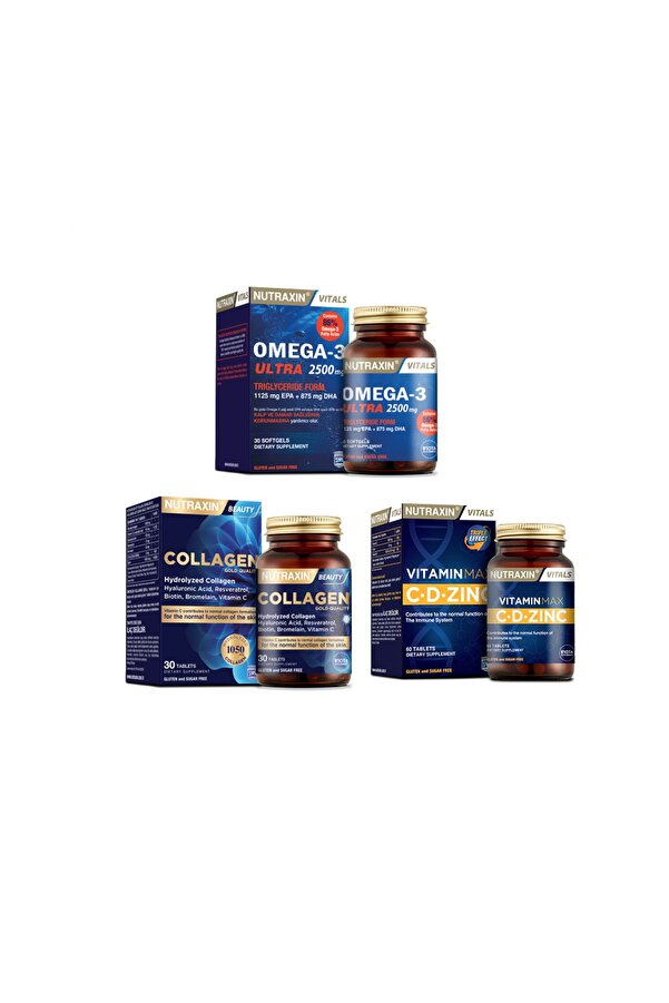 Nutraxin Omega 3 Ultra 2500 Mg 30 Capsules + Hydrolyzed Collagen 30 ...