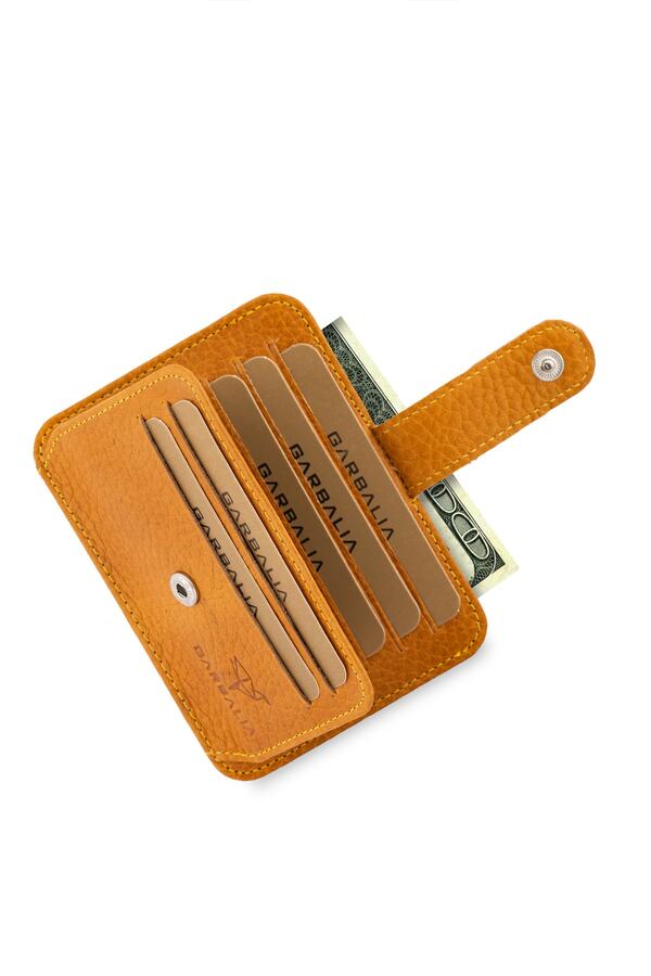 Garbalia Shelby Genuine Leather - Mustard Yellow Card Holder Wallet ...