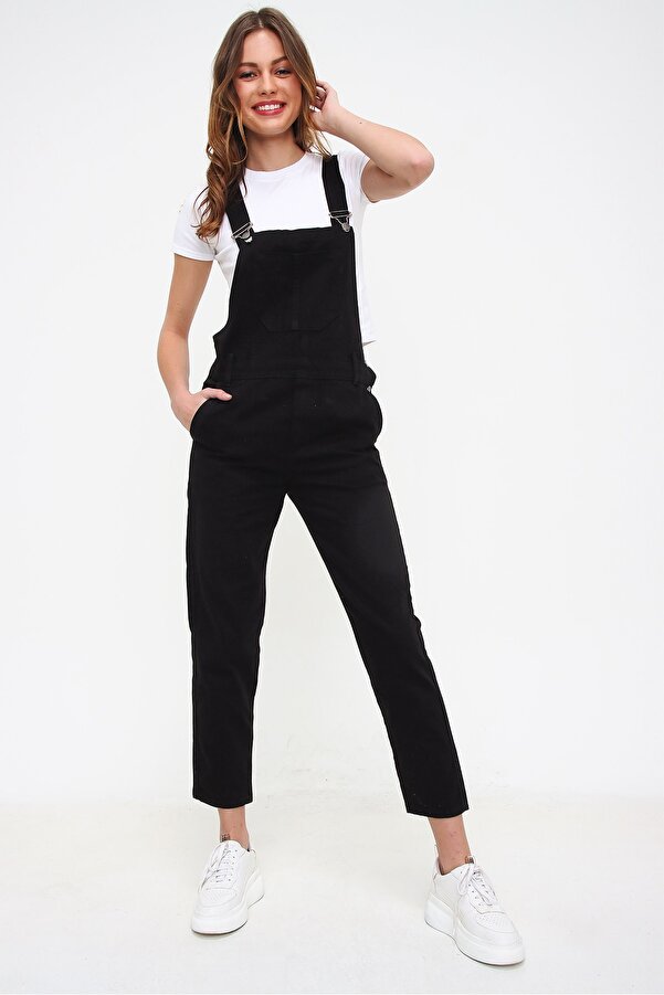 Trend Alaçatı Stili Women's Black Denim Gardener Salopet DF-SL1000 ...