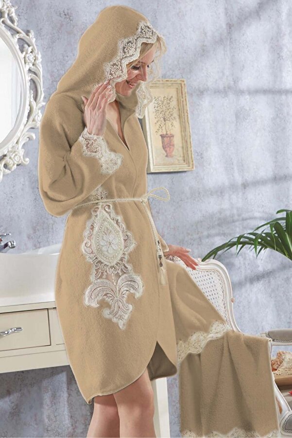 Bonny Home Women's Elenora Cappuccino French Lace Honeymoon Dowry Fancy ...
