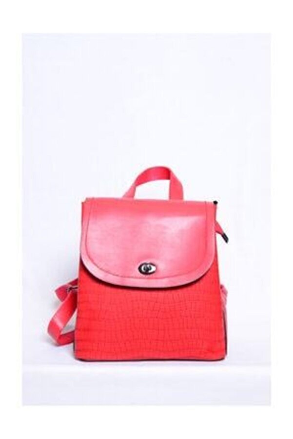 Nas Bag Women's Red Medium Size Backpack with Compartments- Trendyol