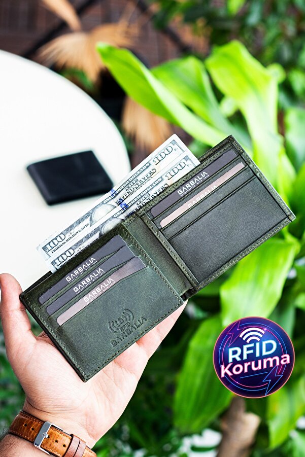 Garbalia Сигурен портфейл Kevin от естествена кожа Crazy Green RFID ...