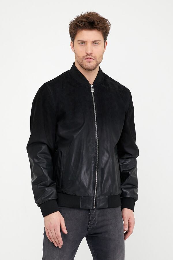 Leather Club Black Gradient Suede Leather Jacket- Trendyol