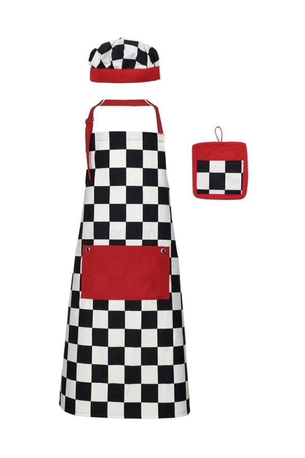 Emrem Home Long Kitchen Apron with Cap, and Holder / Stain Resistant ...
