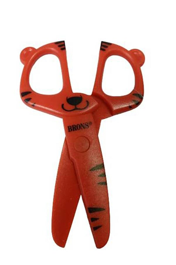 Brons Plain Plastic Kindergarten Scissors with Red Panda Figure - Trendyol