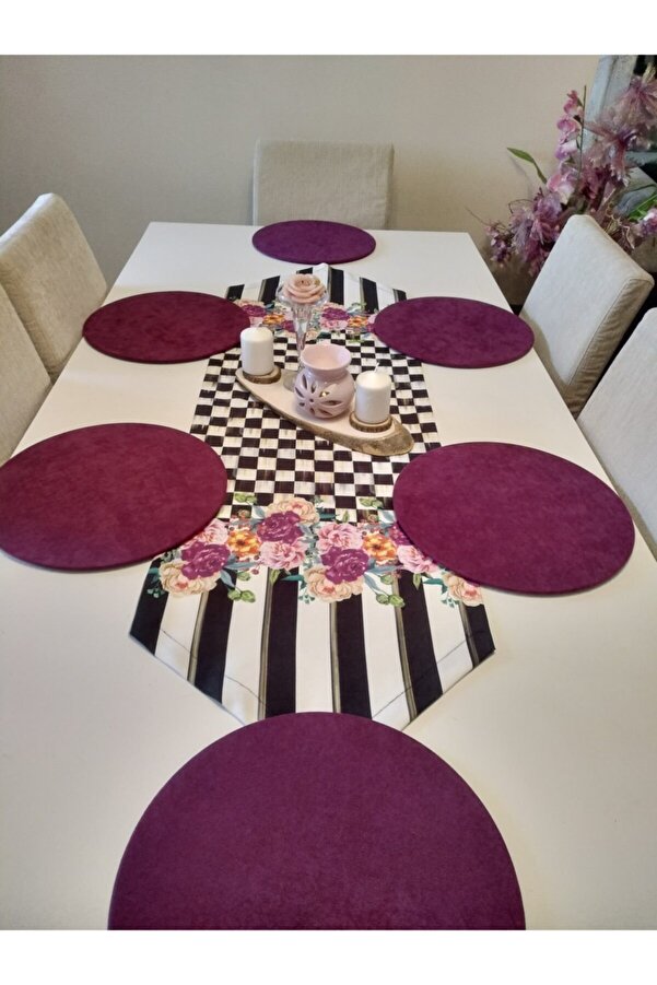 Ayşemce Placemat Set 6 Purple Color Plates, Checkered (Mackenzie ...
