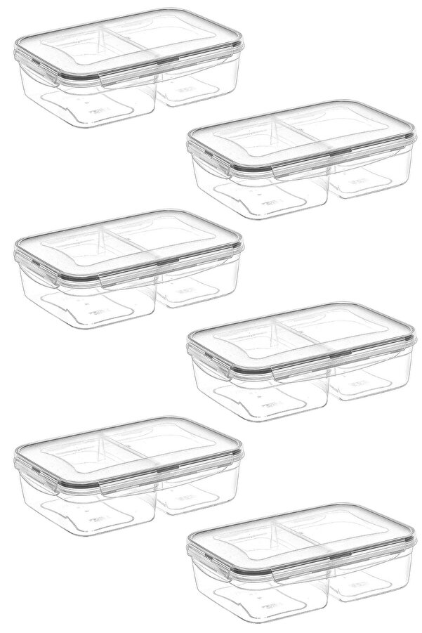 Buffer ® 6 Pieces 2 Compartments 1+1 Liter Food Storage Container with ...