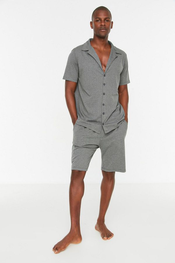 Trendyol Collection Anthrazitfarbenes Herren Pyjama Set Mit Entspannter