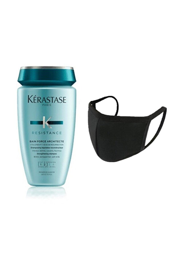 Kerastase Bain Force Architecte - 250 Ml Shampoo + Black Cloth Mask Set ...