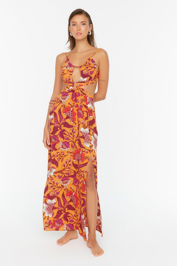 Trendyol Collection Orangefarbenes Floral Gemustertes Detailliertes