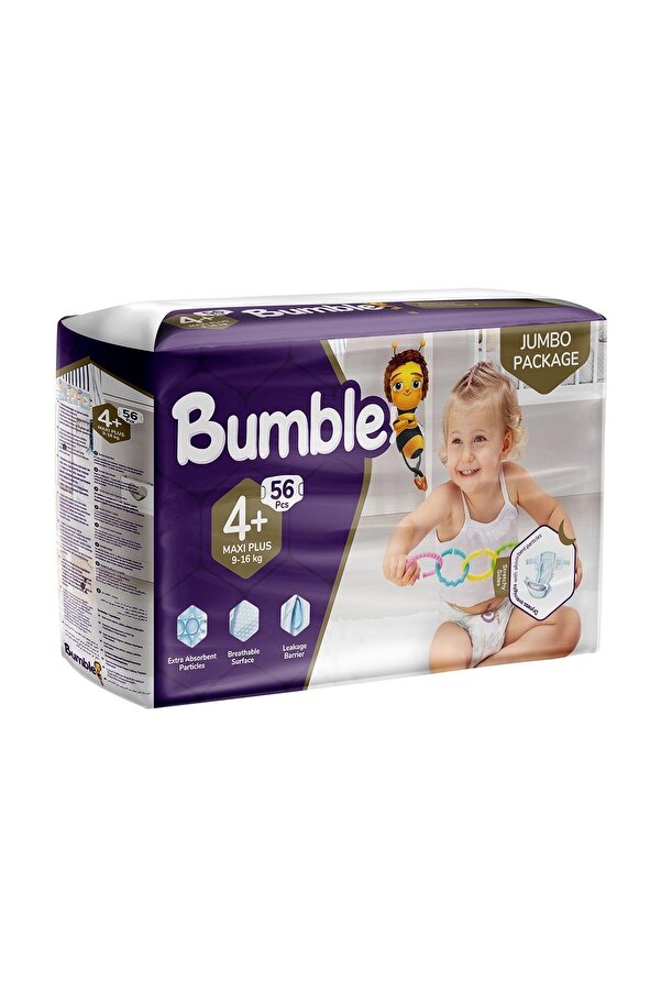 Bumble 4 (9-16) Kg Maxi Plus Diapers Jumbo Pack of 56- Trendyol