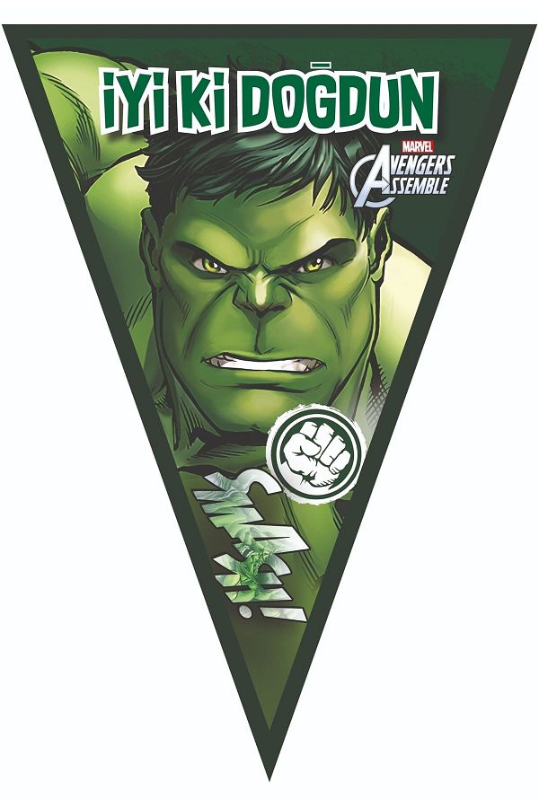 Parti Furyas Hulk Party Supplies Triangle Happy Birthday Pennant