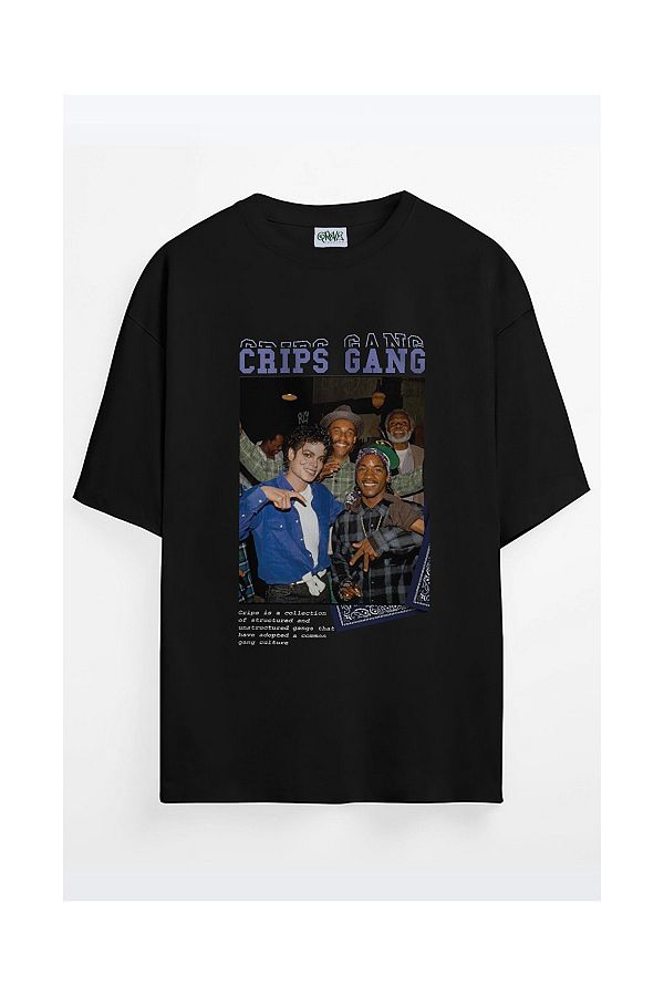 Grove Fashion One Sided Crips Gang Michael Jackson Printed Unisex Oversize T shirt Trendyol