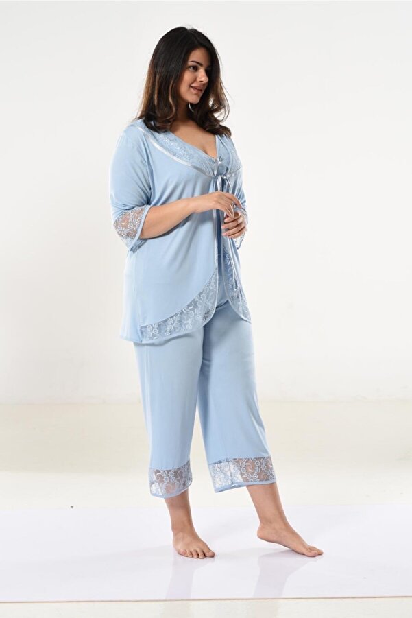 Miss Dünya Lissa Plus Size Capri Pajama Set- Trendyol