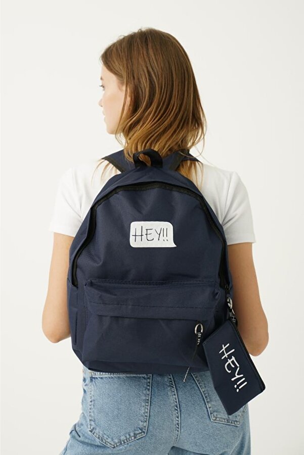 Top All BAG Navy Blue Hey Model School Batoh s peněženkou - Trendyol