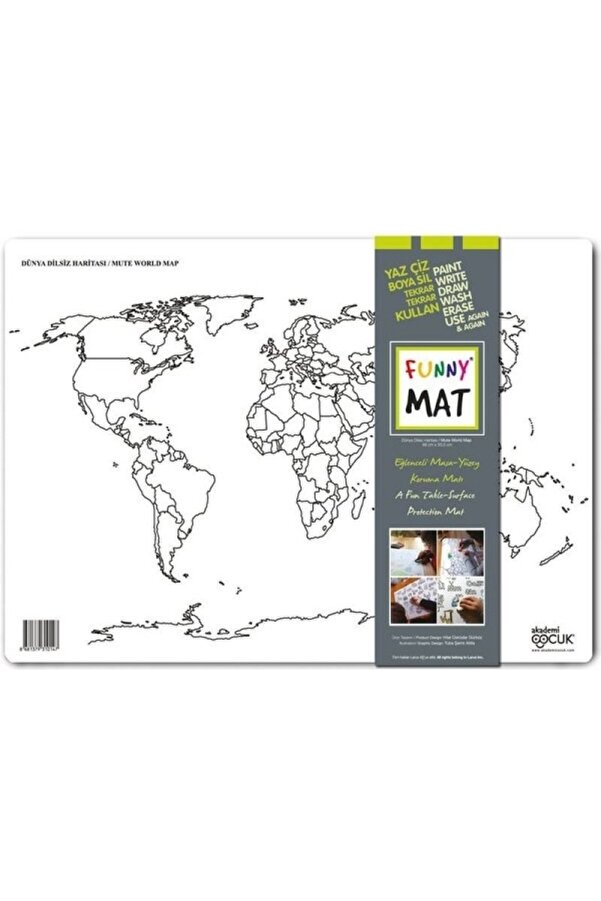 Akademi Çocuk Fun Erasable Mat - World Mute Map- Trendyol