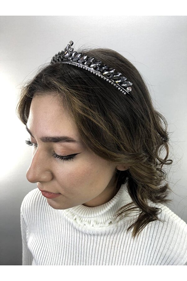 Bride Aksesuar Dünyası Anthracite Silver Isabella Model Henna Crown ...