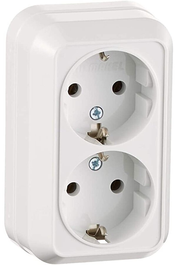MAKEL 45182 White Surface Mounted Double Grounded Socket - Trendyol