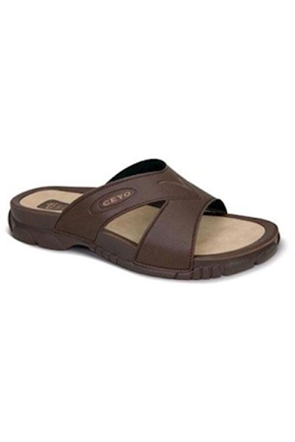 Ceyo 3200-1 Brown Anatomical Nubuck Sole Men's Slippers- Trendyol