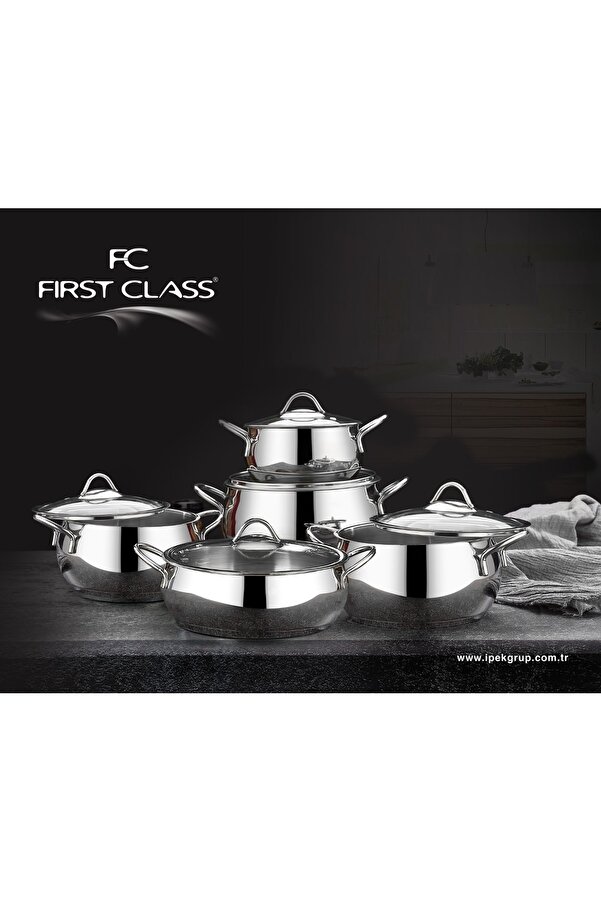 First Class 10 Piece Deluxe Cookware Set Platinum- Trendyol