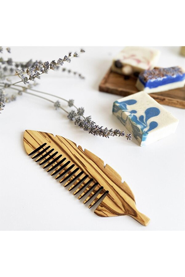 Zethome Olive Wood Wooden Leaf Formed Comb- Trendyol