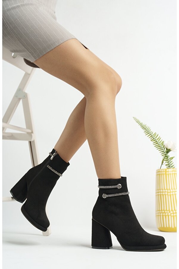 Lesia Fekete velúr kőből készült, részletes, stílusos platform sarkú ...